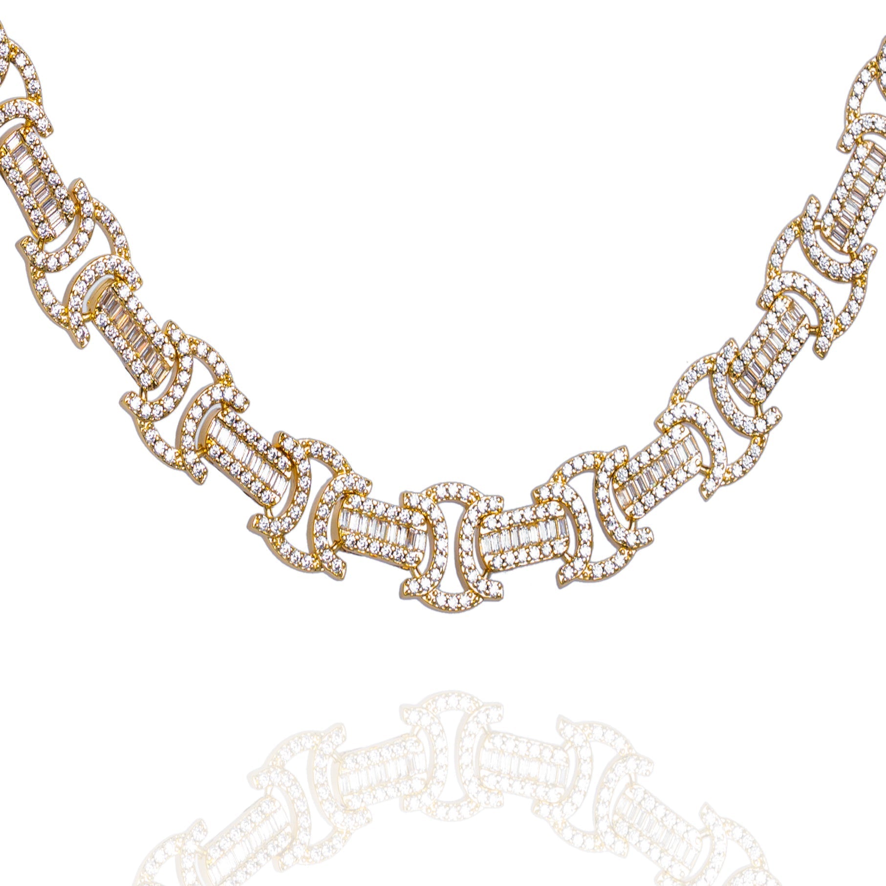 Big Daddy 12MM Baguette Byzantine Iced Out Gold Chain – Big Daddy Jewelry
